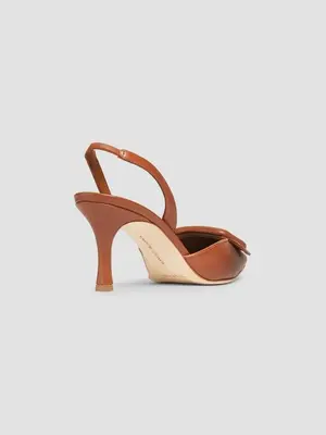 Manolo Blahnik Maysli 70mm Leather Slingback Pumps - Brown