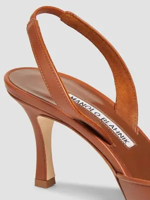 Manolo Blahnik Maysli 70mm Leather Slingback Pumps - Brown