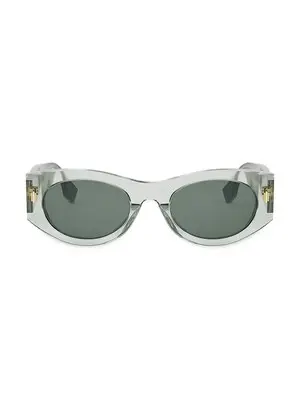 Fendi Roma 52mm Oval Sunglasses Transparent Green Smoke