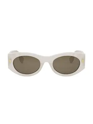 Fendi Roma 52mm Oval Sunglasses White Brown