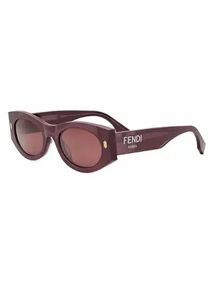Fendi Roma 52mm Oval Sunglasses Wine Light Bordeaux