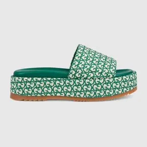 Gucci Gg Platform Slide Sandal Fabric