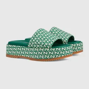Gucci Gg Platform Slide Sandal Fabric