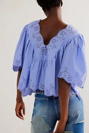 Free People Costa Eyelet Top