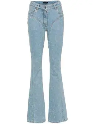 MUGLER Rhinestone-embellished Flared Jeans