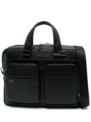 PIQUADRO Debossed-logo Leather Briefcase - Black