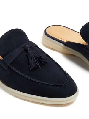 SCAROSSO Lucrezia Suede Mules - Blue