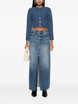 Sandro Sequin-embellished Cropped Tweed Jacket