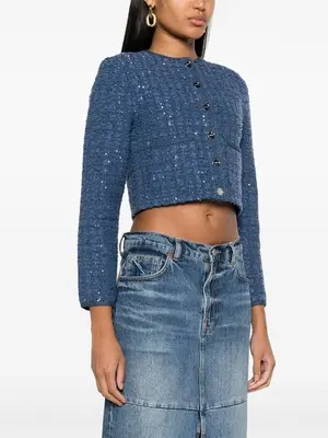 Sandro Sequin-embellished Cropped Tweed Jacket