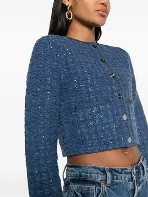 Sandro Sequin-embellished Cropped Tweed Jacket