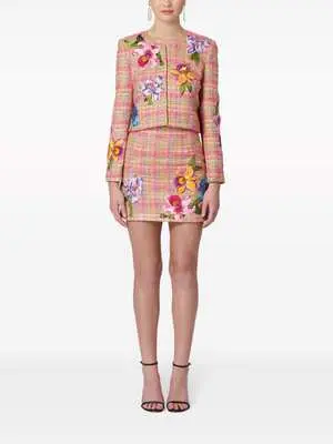 Carolina Herrera Floral-embroidered Tweed Jacket