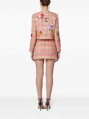Carolina Herrera Floral-embroidered Tweed Jacket