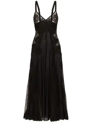 Dolce & Gabbana Lace Insert Flared Midi Dress