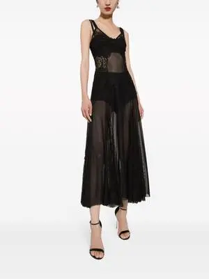 Dolce & Gabbana Lace Insert Flared Midi Dress