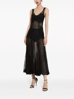Dolce & Gabbana Lace Insert Flared Midi Dress