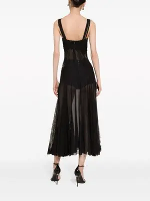 Dolce & Gabbana Lace Insert Flared Midi Dress