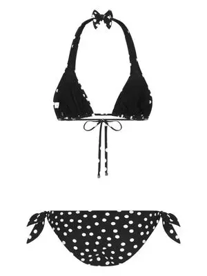 Dolce & Gabbana Polka Dot Triangle Bikini Set - Black