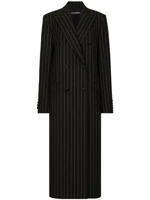 Dolce & Gabbana Pinstriped Double-breasted Coat - Black