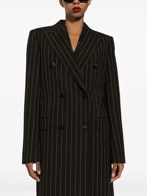 Dolce & Gabbana Pinstriped Double-breasted Coat - Black