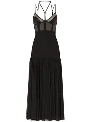 Dolce & Gabbana Dg-plaque Tulle Midi Dress