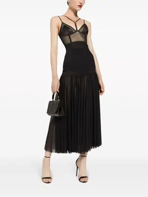 Dolce & Gabbana Dg-plaque Tulle Midi Dress