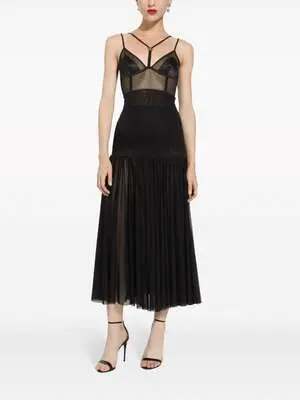 Dolce & Gabbana Dg-plaque Tulle Midi Dress