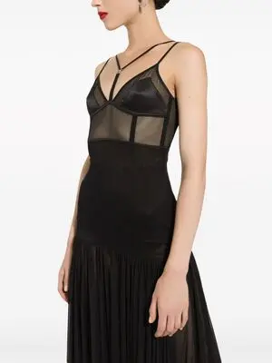 Dolce & Gabbana Dg-plaque Tulle Midi Dress