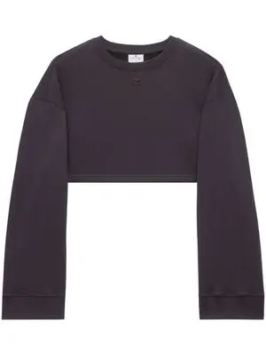 COURREGES Cropped Fleece Sweatshirt With Appliqué Logo