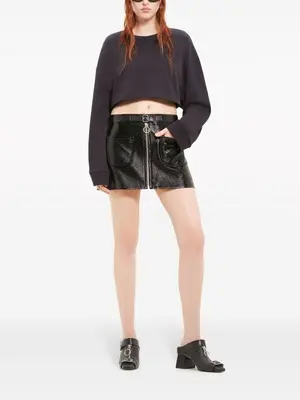 COURREGES Cropped Fleece Sweatshirt With Appliqué Logo
