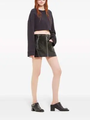 COURREGES Cropped Fleece Sweatshirt With Appliqué Logo