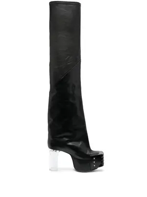 Rick Owens Flared Platform Leather Boots