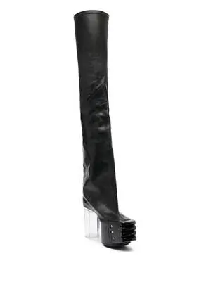 Rick Owens Flared Platform Leather Boots