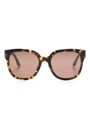Miu Miu Logo Lettering Square Frame Sunglasses - Brown