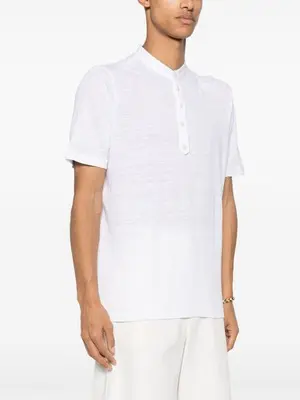 LARDINI Mock-neck Linen T-shirt