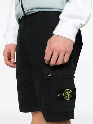 Stone Island Cotton Compass Cargo Shorts - Blue