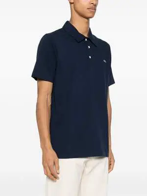 A.p.c. Logo-embroidered Cotton Polo Shirt - Blue