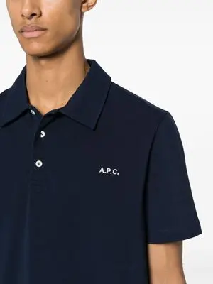 A.p.c. Logo-embroidered Cotton Polo Shirt - Blue
