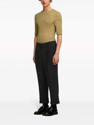 AMI Paris Pressed-crease Tapered Trousers - Black