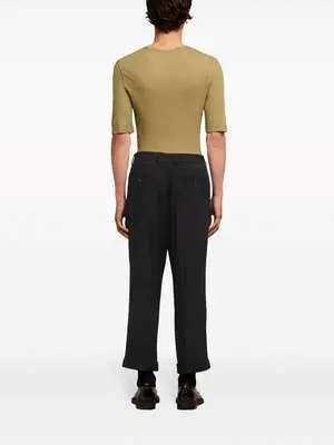 AMI Paris Pressed-crease Tapered Trousers - Black