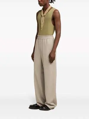 AMI Paris De Coeur Wide-leg Trousers - Neutrals
