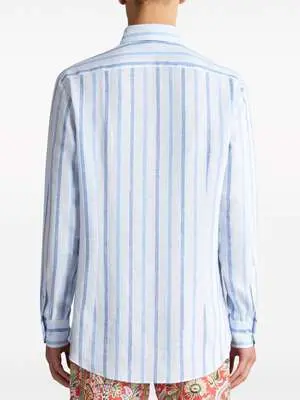 Etro Pegaso-embroidered Striped Shirt - Blue