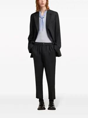 AMI Paris Cropped Tapered Virgin Wool Trousers - Black