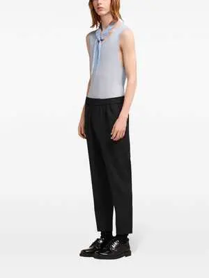 AMI Paris Cropped Tapered Virgin Wool Trousers - Black