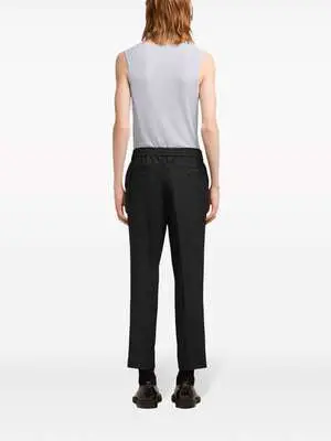 AMI Paris Cropped Tapered Virgin Wool Trousers - Black