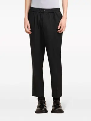 AMI Paris Cropped Tapered Virgin Wool Trousers - Black