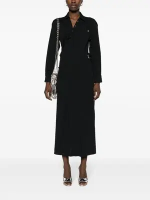 Rabanne Ruched Midi Wrap Dress - Black