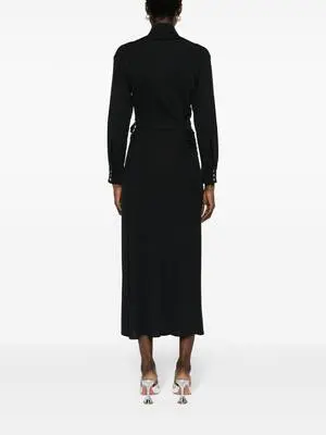 Rabanne Ruched Midi Wrap Dress - Black