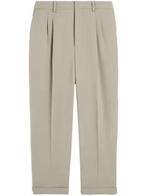AMI Paris Pressed-crease Tapered Trousers - Neutrals