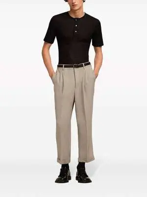 AMI Paris Pressed-crease Tapered Trousers - Neutrals