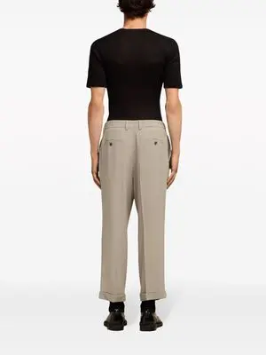 AMI Paris Pressed-crease Tapered Trousers - Neutrals